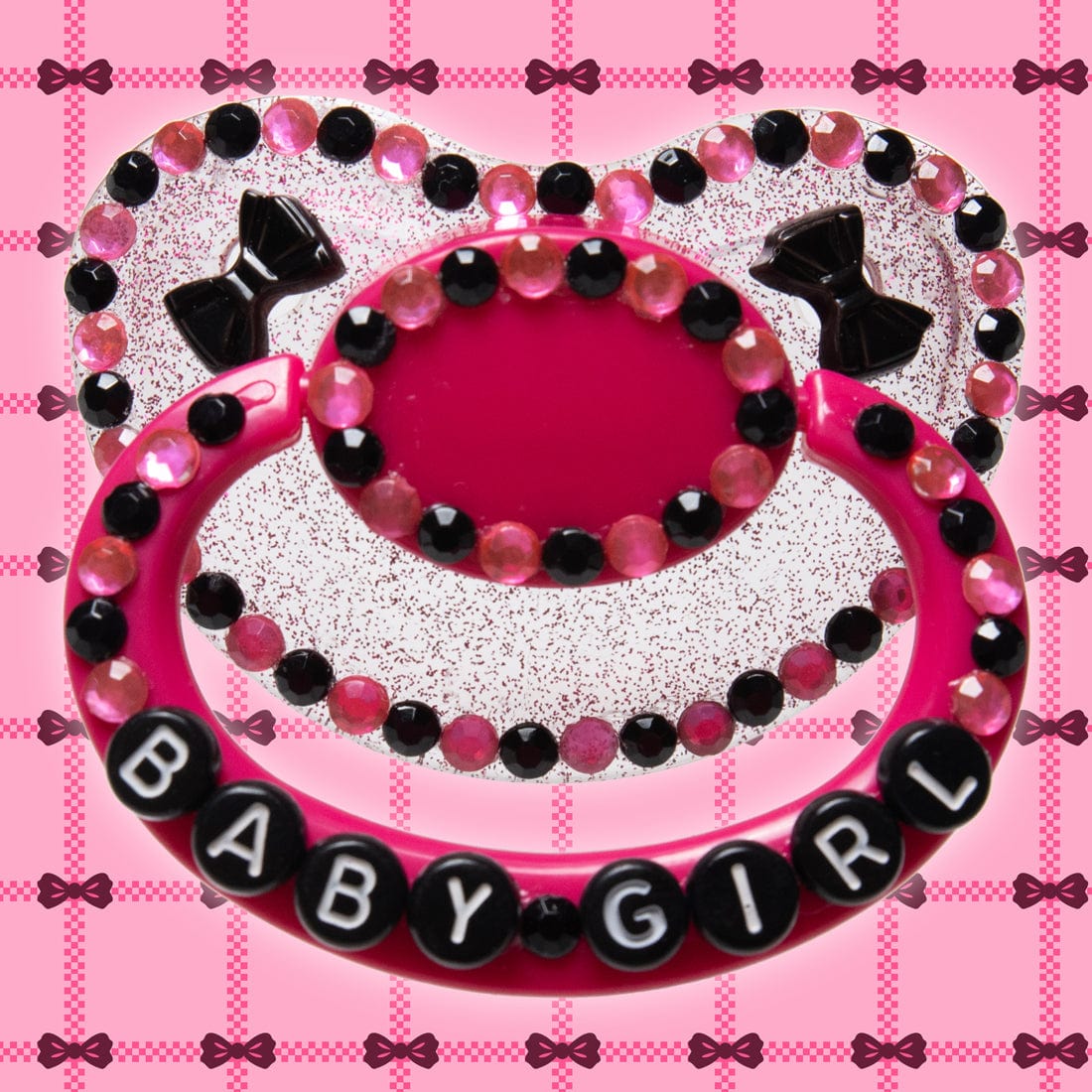 Baby Girl Pink and Black Adult Pacifier – Peach Collective